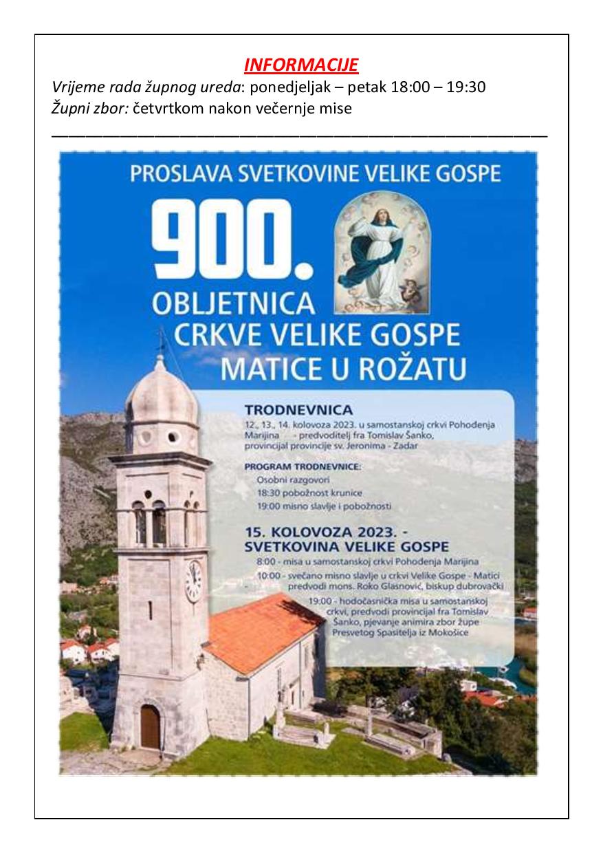 13. kolovoza 2023. | Župa Rožat