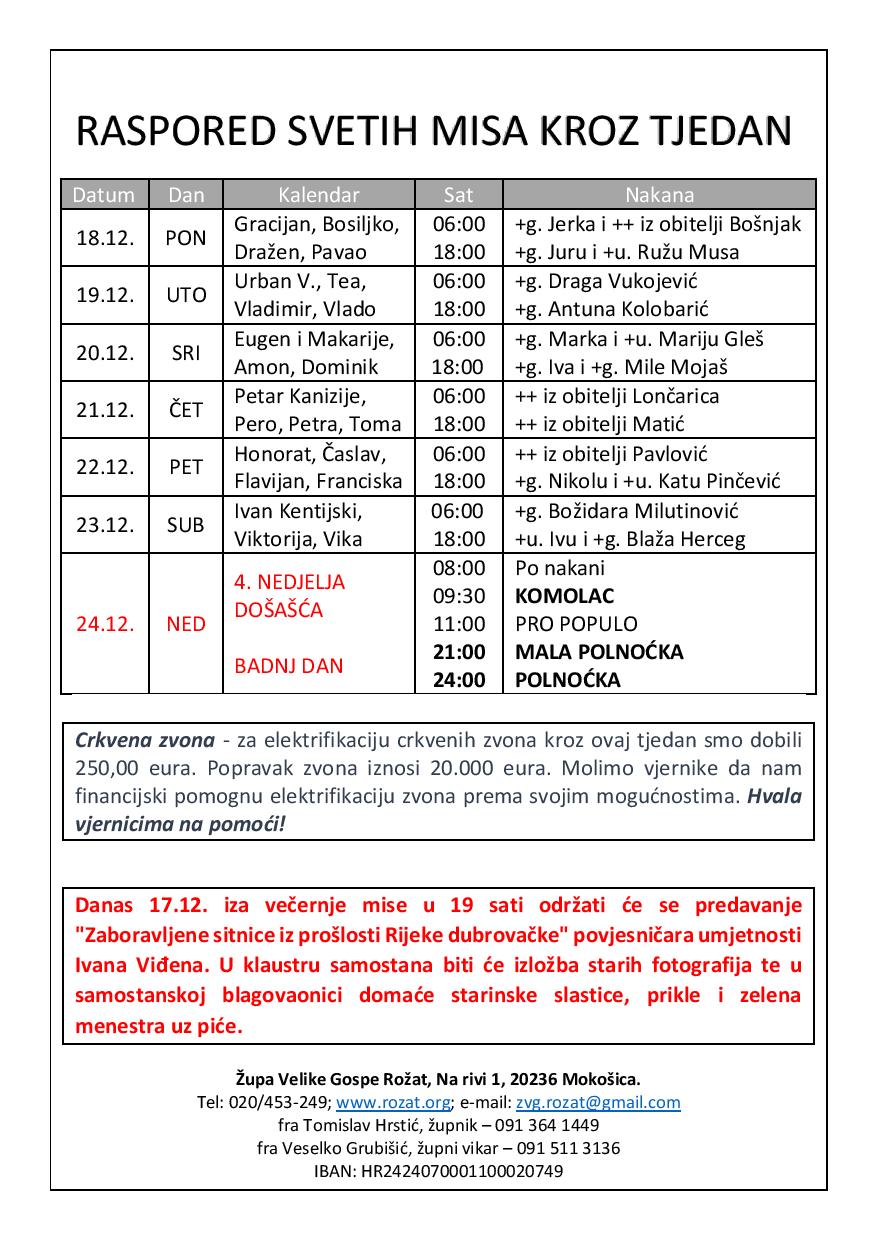 17. prosinca 2023. | Župa Rožat