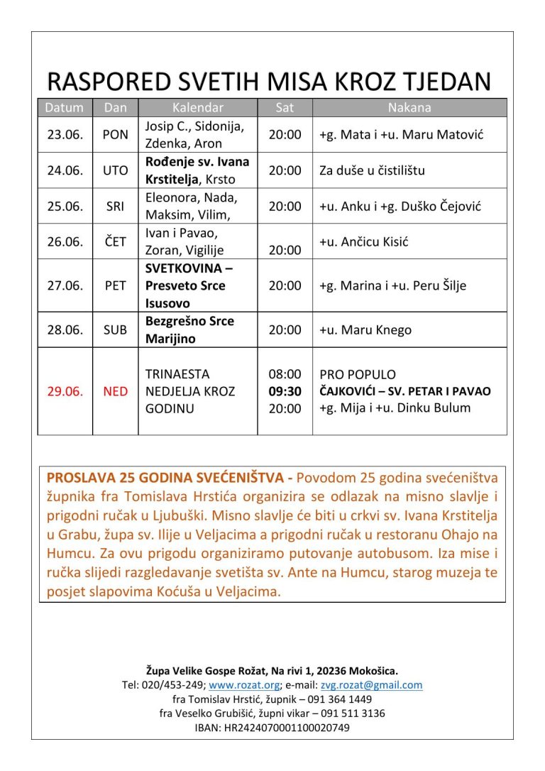 22. lipnja 2025. | Župa Rožat